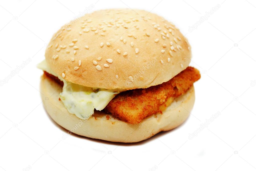 Un s ndwich de pescado de comida r pida sobre blanco 2024