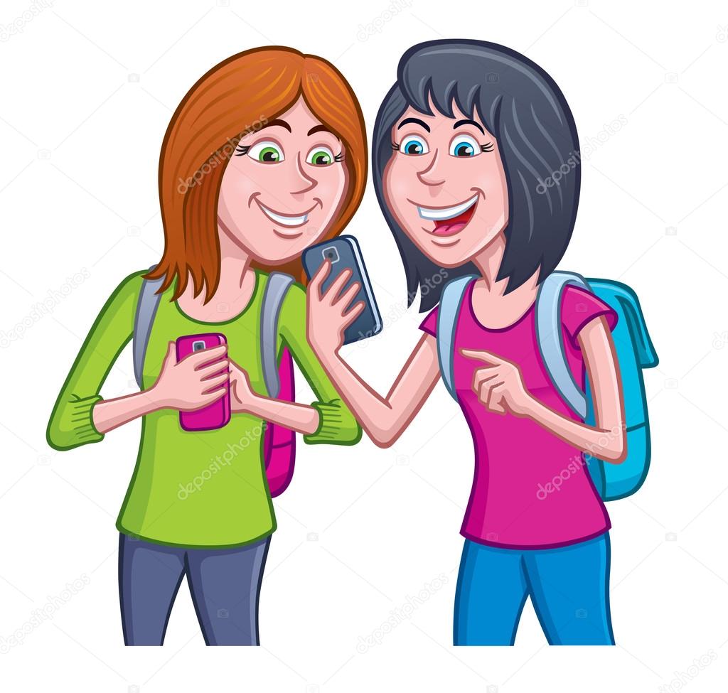Imágenes Dos Adolescentes Animados Las Adolescentes Utilizando Sus