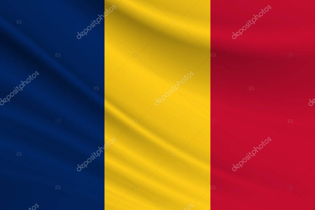 Bandera de Chad. Textura de la tela de la bandera de Chad. 2023