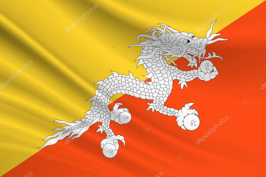 Bandera de Butane. Textura de la tela de la bandera de Butane. 2022