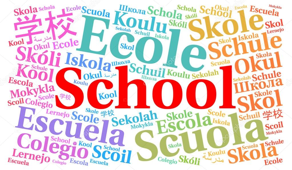 Schule in verschiedenen Sprachen Wortwolke – Stockfoto © ricochet69 #121412808