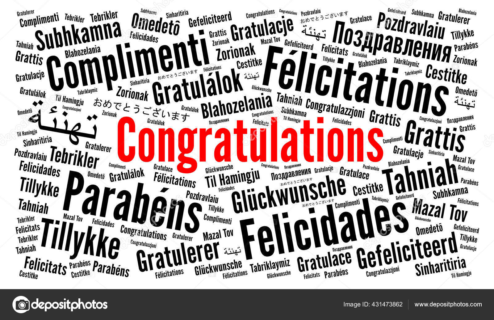 Congratulations Different Languages Word Cloud — Stock Photo ...