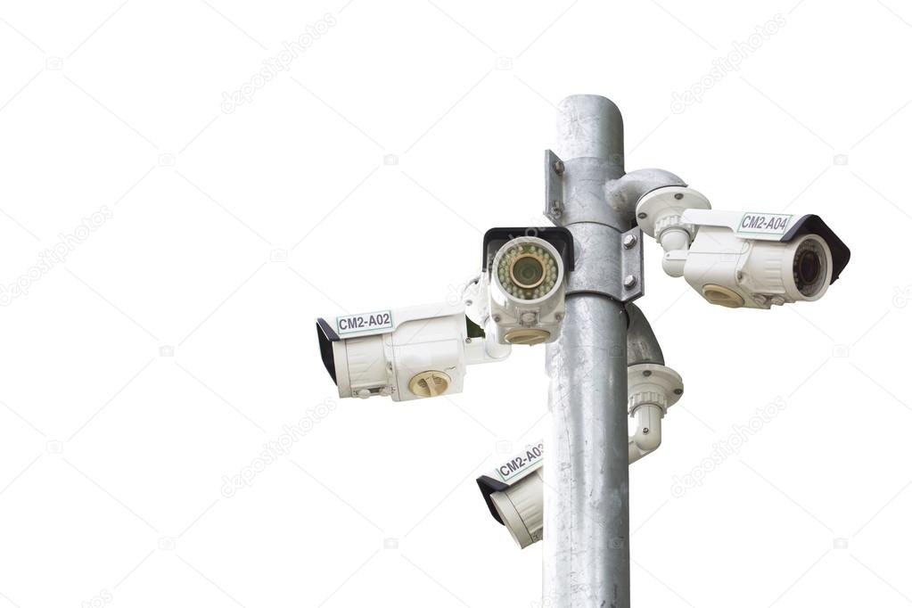 Isolated of Multiple Angle Outdoor CCTV Camera on the Pole — Stock ...
