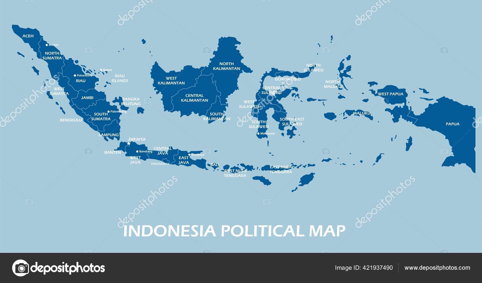 Mapa Polityczna Indonezji Podzielona Przez Stan Kolorowy Zarys Stylu ...