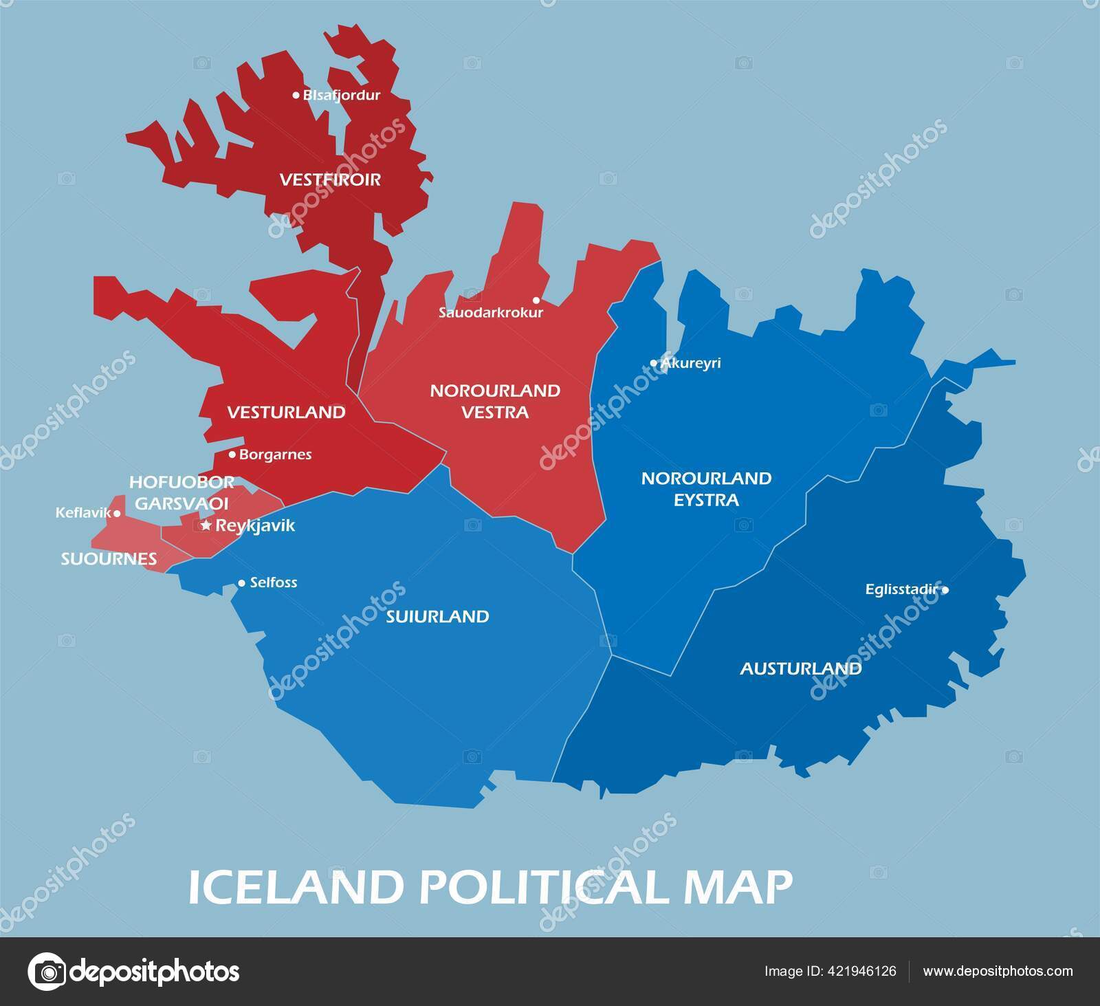 Iceland Political Map Divide State Colorful Outline Simplicity Style ...