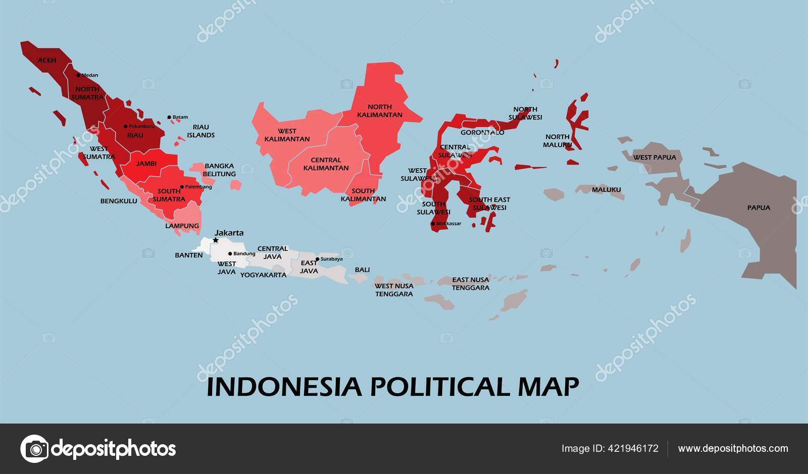 Indonesia Mapa Político Dividir Por Estado Colorido Esquema Simplicidad ...