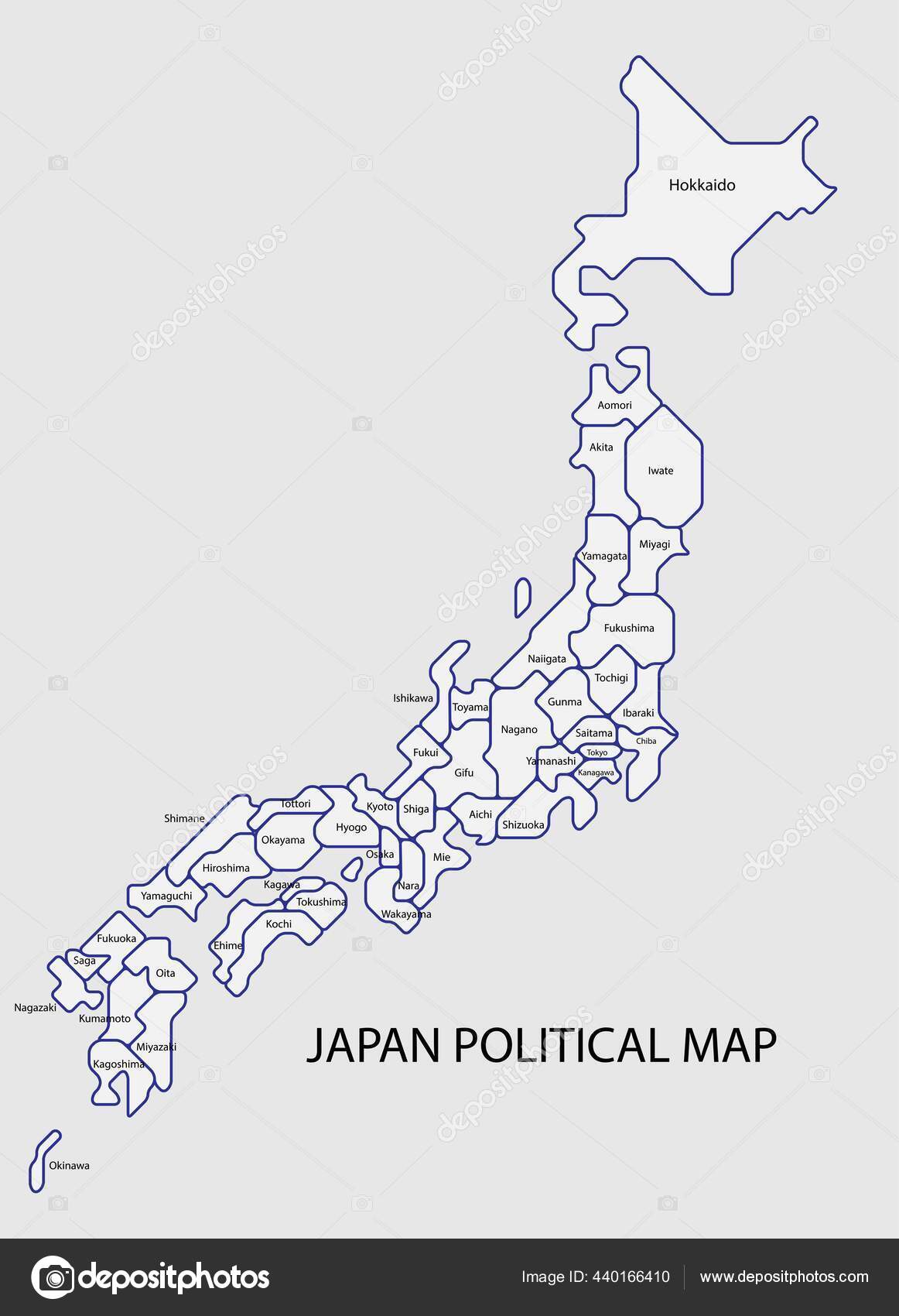 Japan Political Map Divide State Colorful Outline Simplicity Style ...