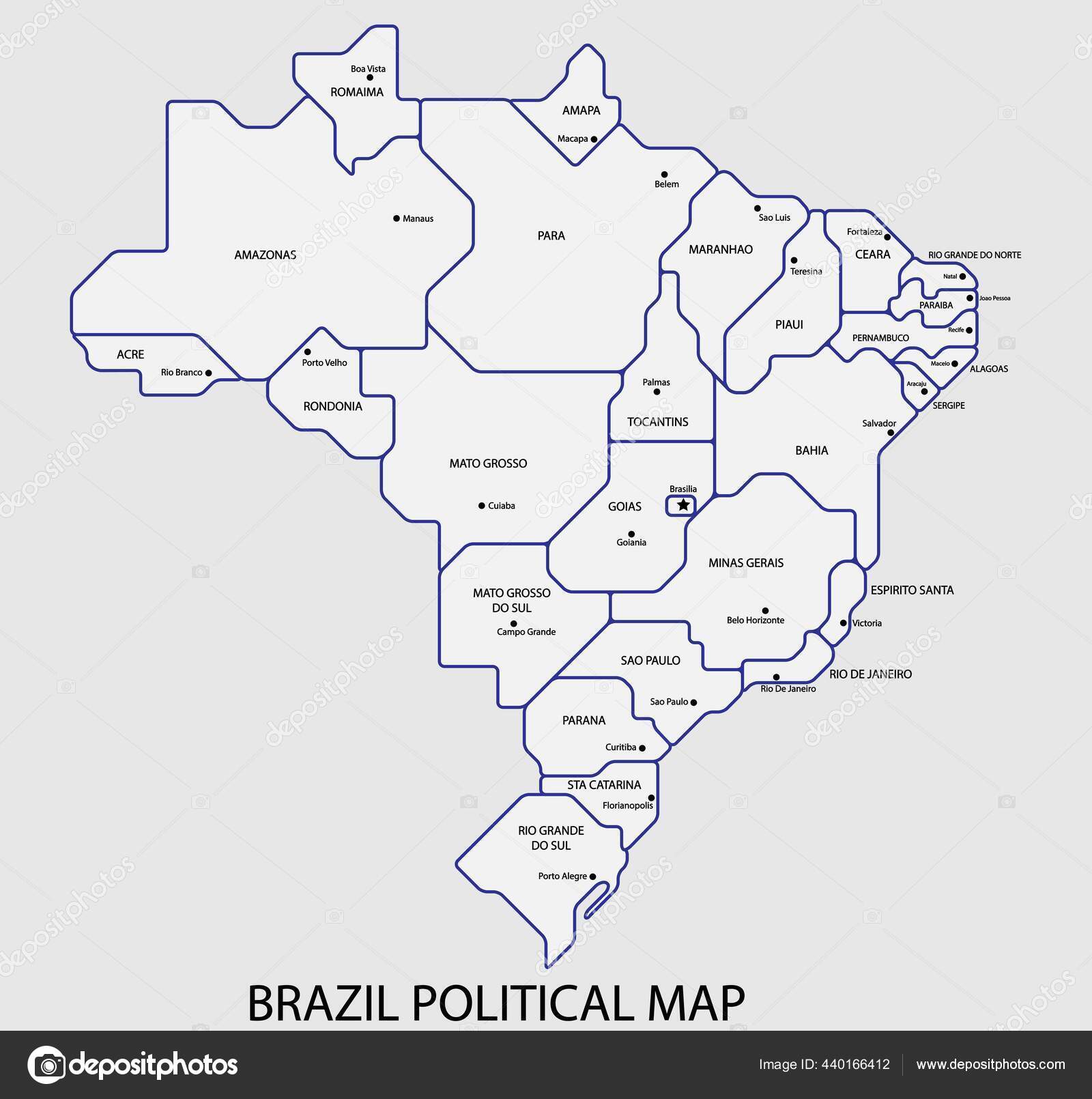 Brazil Political Map Divide State Colorful Outline Simplicity Style ... Brazil Political Map Divide State Colorful Outline Simplicity Style ...