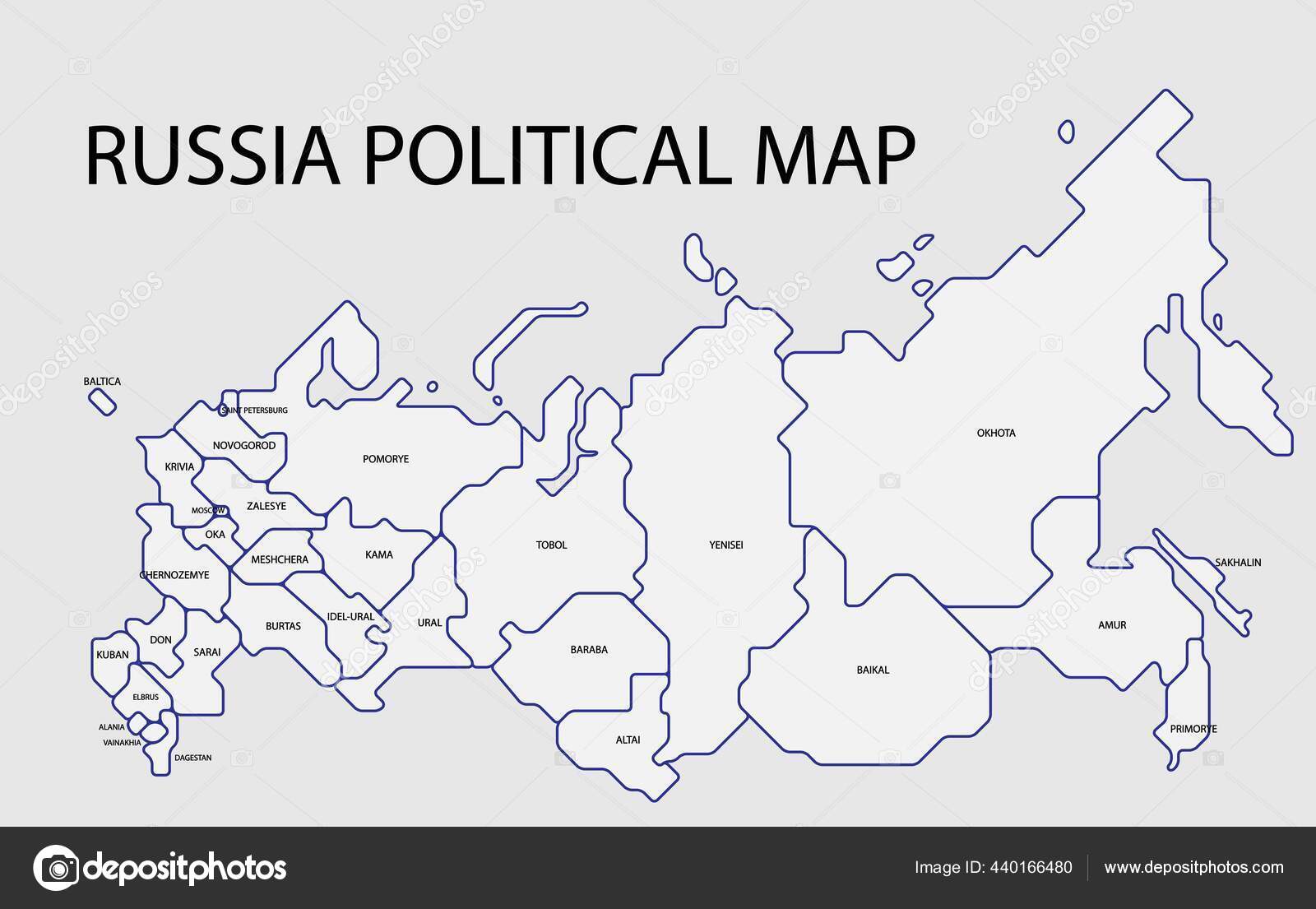 Russia Political Map Divide State Colorful Outline Simplicity Style ...