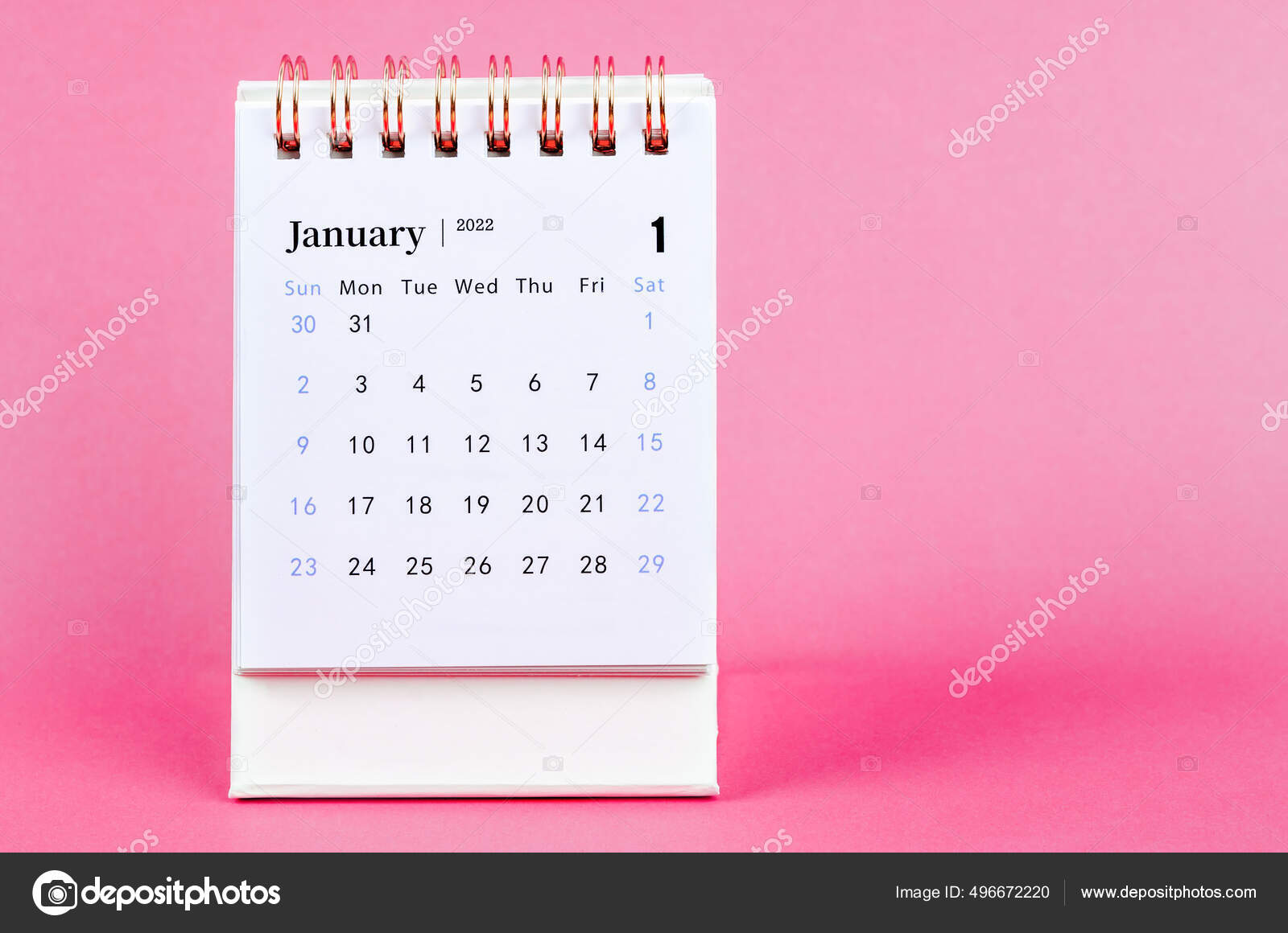 Janeiro Calendário 2022 Fundo Rosa fotos, imagens de © gamjai #496672220