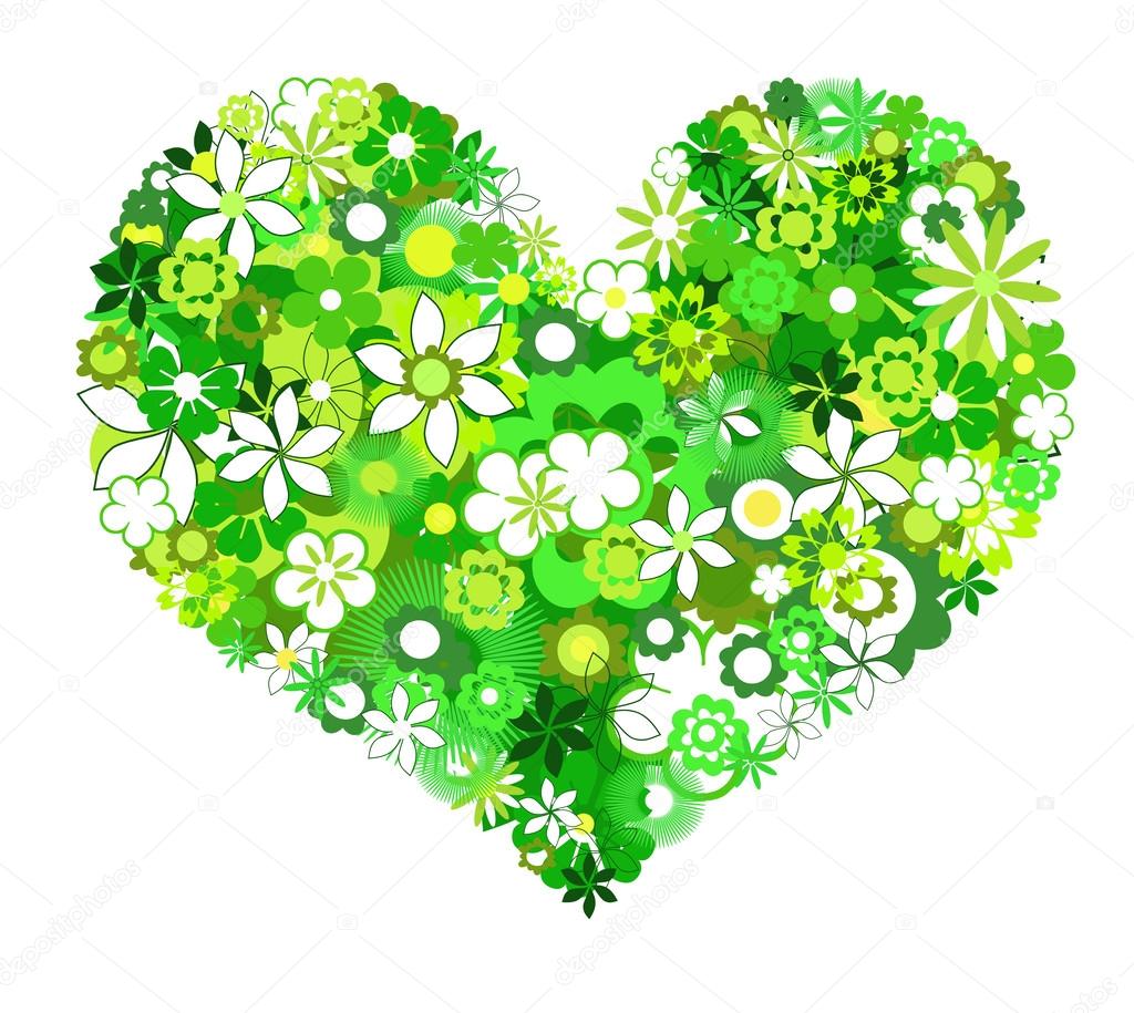 Green flowers heart shape. — Stock Photo © gamjai #52272841