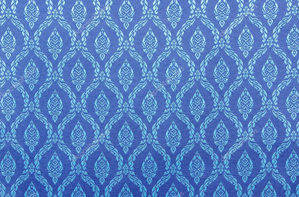 Blue Background of Thai style fabric pattern — Stock Photo © gamjai ...
