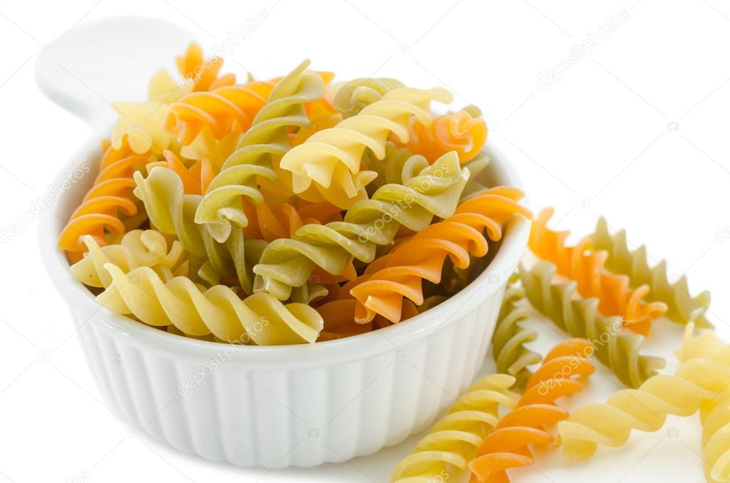 Dried italian pasta (macaroni) in white bowl. — Stock Photo © gamjai ...
