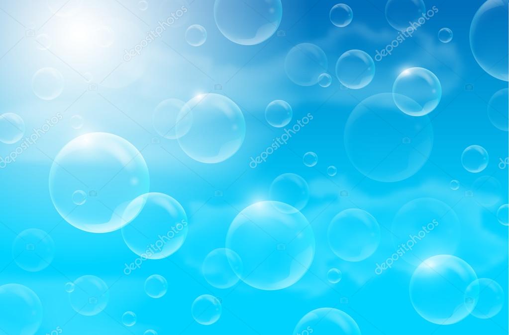 Abstract background with blue sky and air bubbles — Stock Vector ...