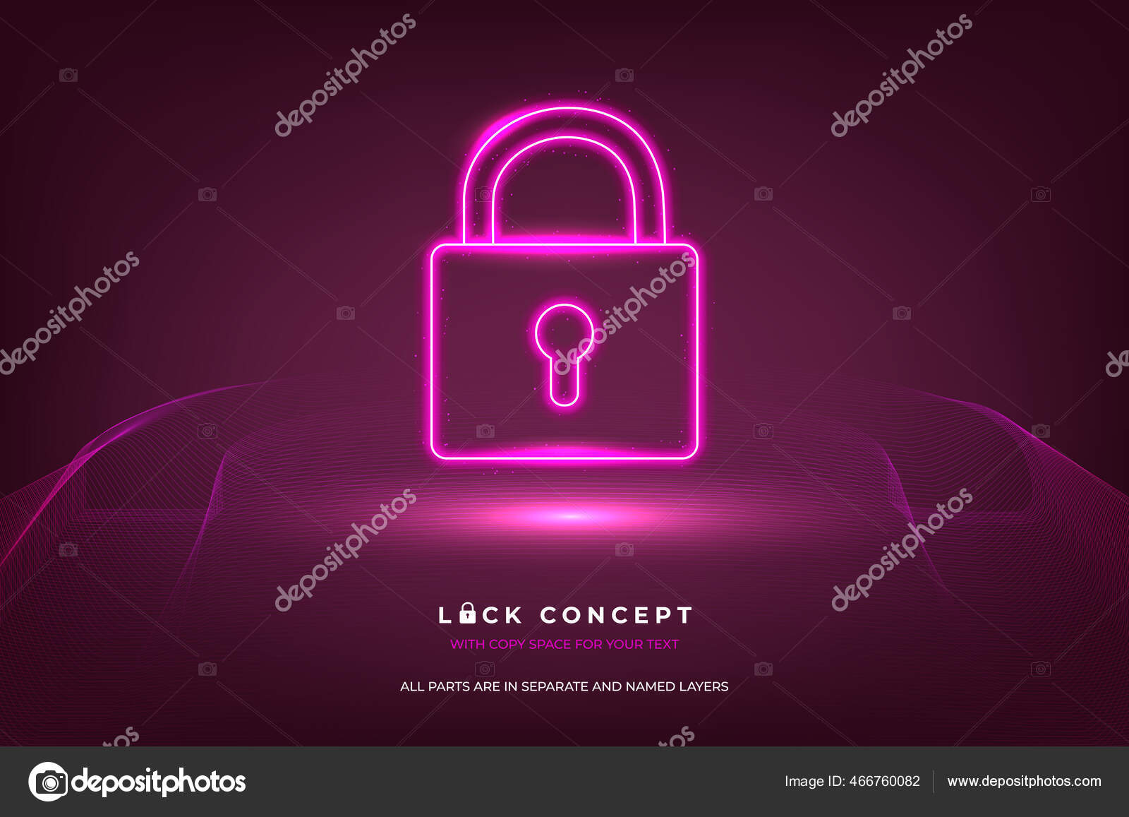 Locked Padlock Icon Shiny Neon Graphic Style Abstract Background Copy ...