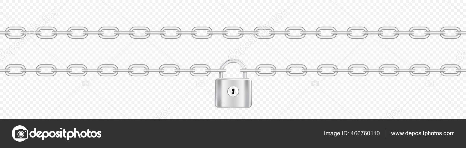 Shiny Metal Chains Lock Transparent Background Vector Illustration ...