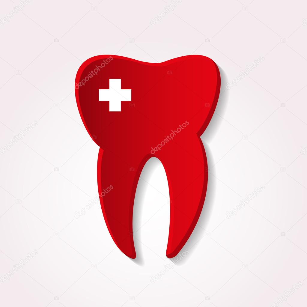 One red tooth from paper style with cross icon eps10 Stock Vector Image ...