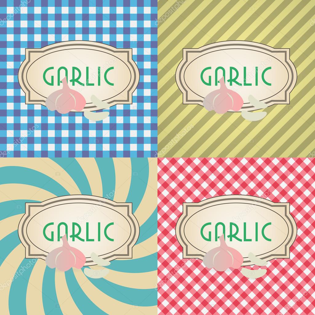 Four types of retro textured labels for garlic eps10 Stock Vector Image ...