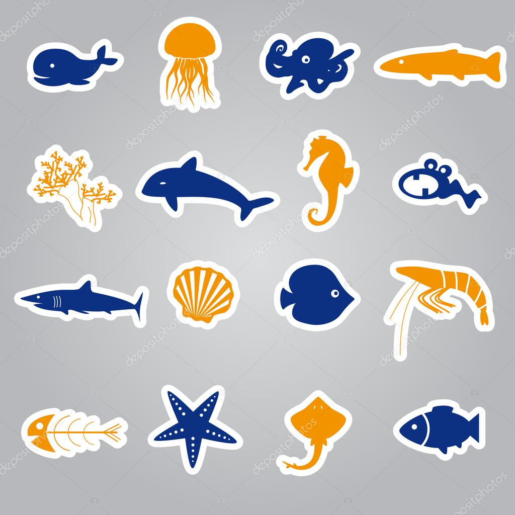 Fish and sea life stickers set eps10 Stock Vector Image by ©martin951 ...