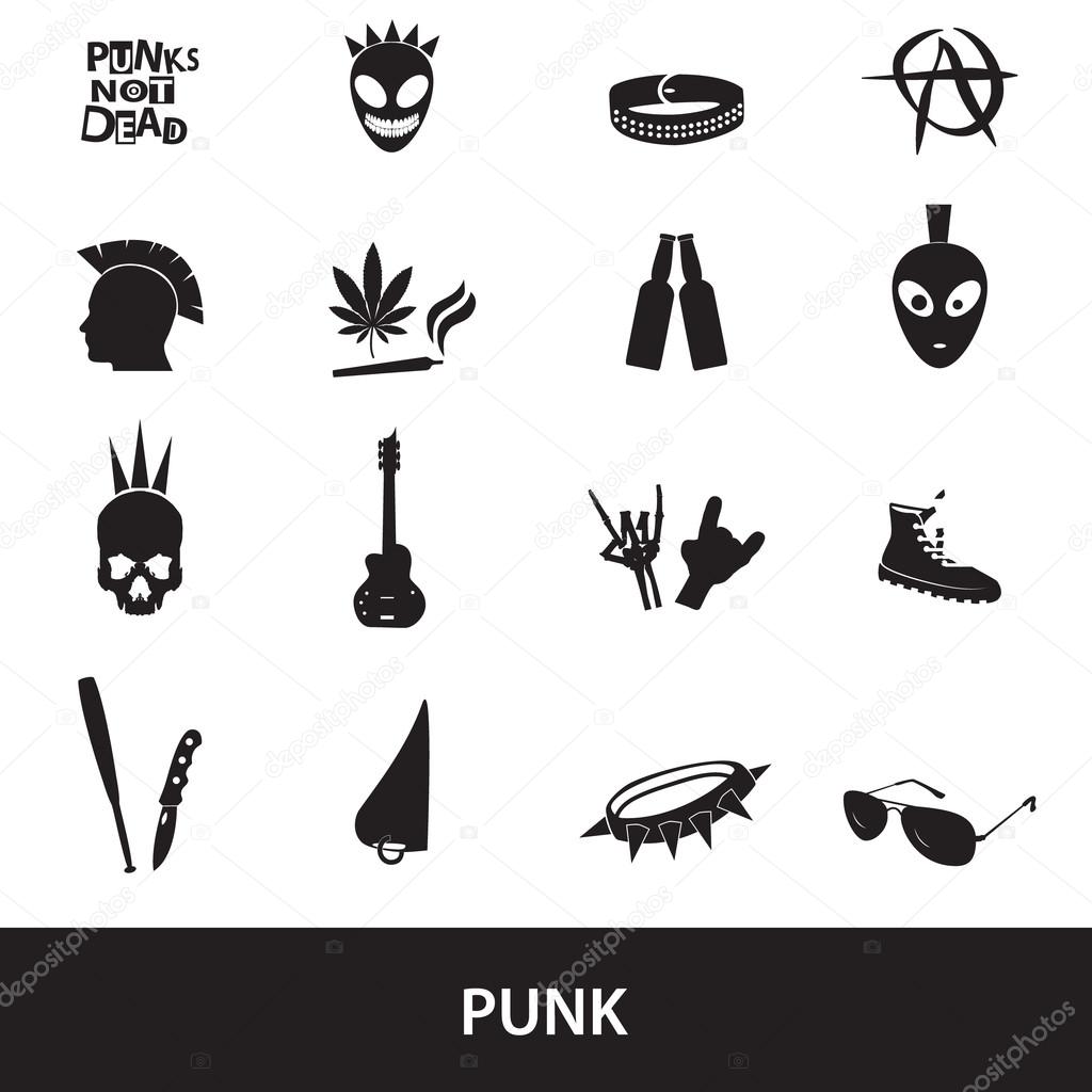 Varios iconos punk negros set eps10 — Vector de stock © martin951 #59544235