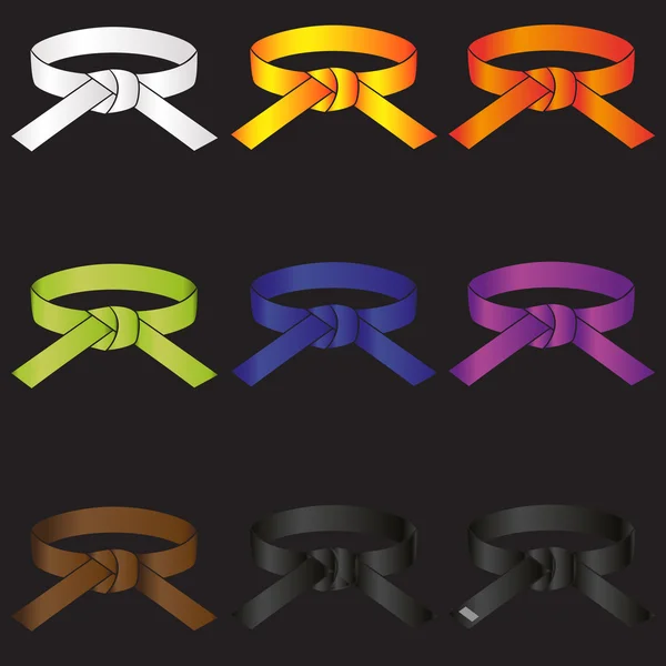 Karate martial arts color belts icons set eps10 — Stock Vector ...