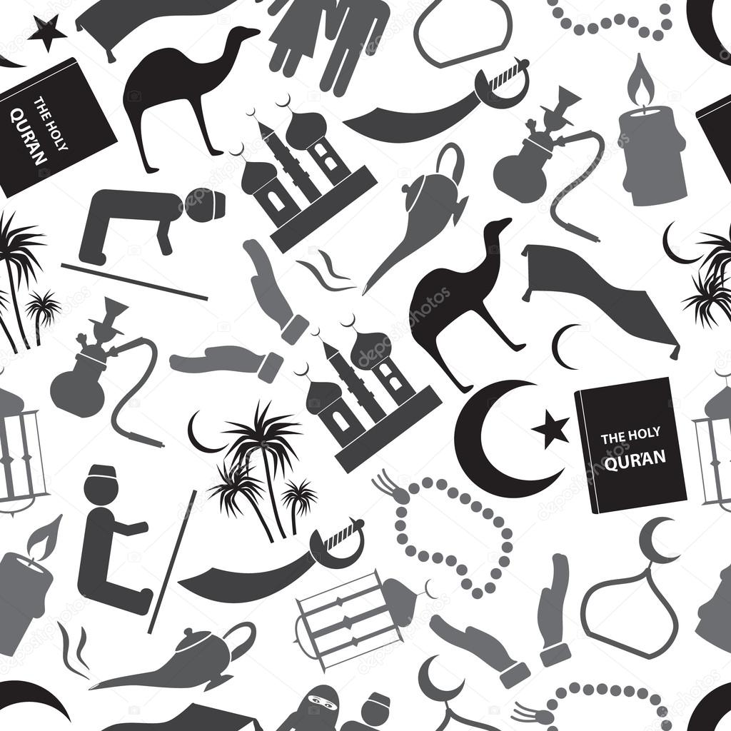 Islamic religion simple gray icons seamless pattern eps10 Stock Vector ...