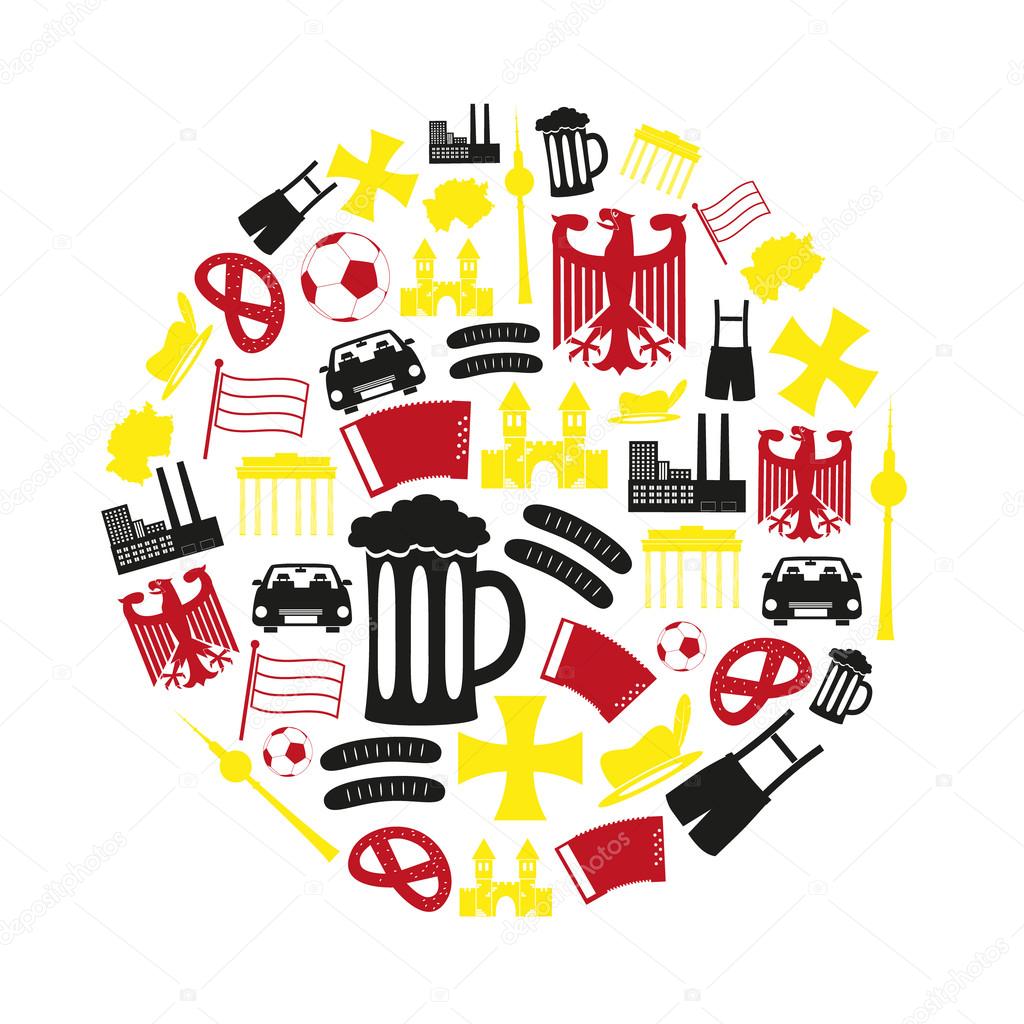 Germany country theme symbols color icons in circle eps10 Stock Vector ...