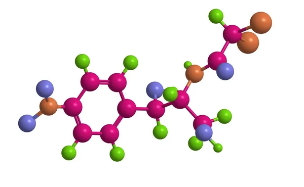 Estructura molecular de Cloranfenicol, representación 3D 2023