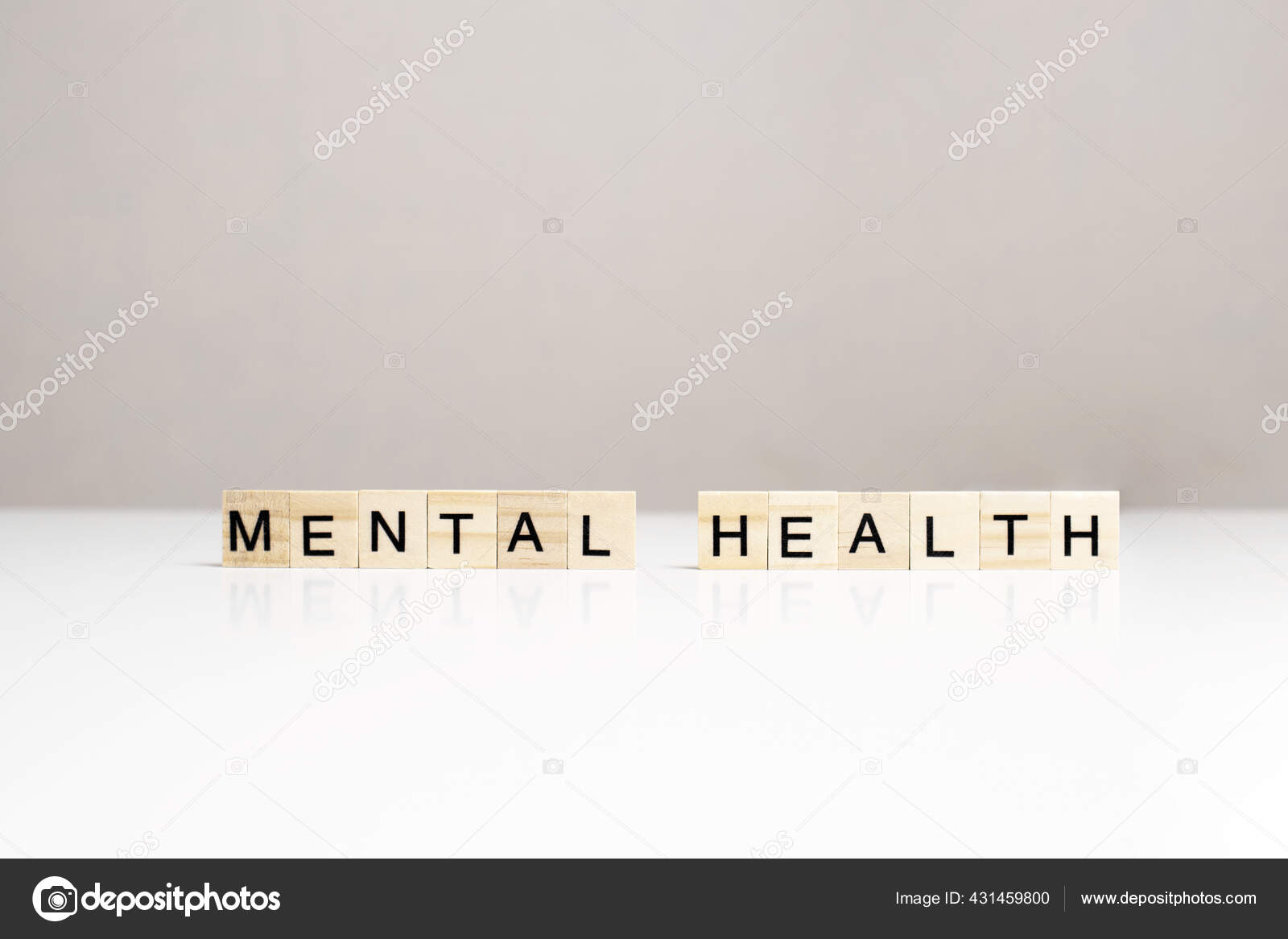 Mental health phrase made of wooden letters on white table side view ...