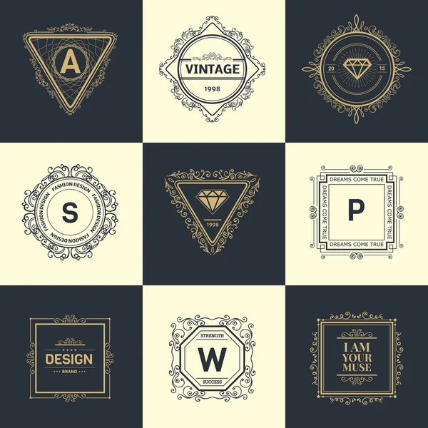 Monogram logo template with flourishes calligraphic elegant ornament ...