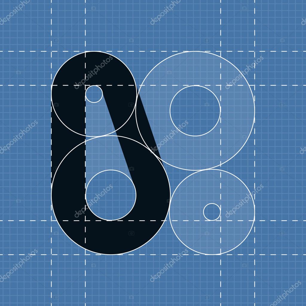 Round engineering font. Symbol 0 Stock Vector by ©m.ekzarkho 55004133