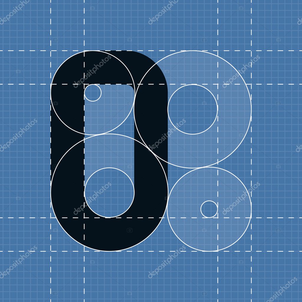 Round engineering font. Symbol O Stock Vector by ©m.ekzarkho 55004309