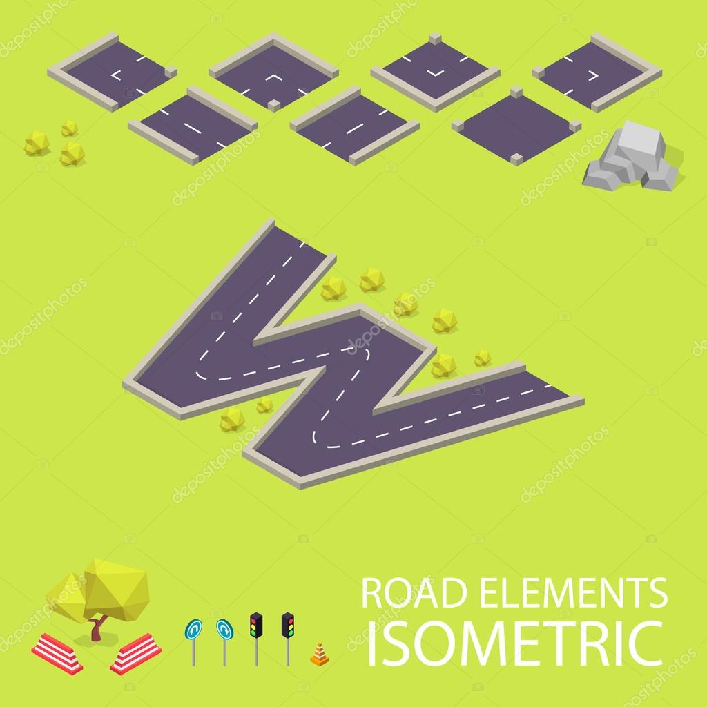 Road elements isometric. Road font. Letter W Stock Vector Image by ©m ...