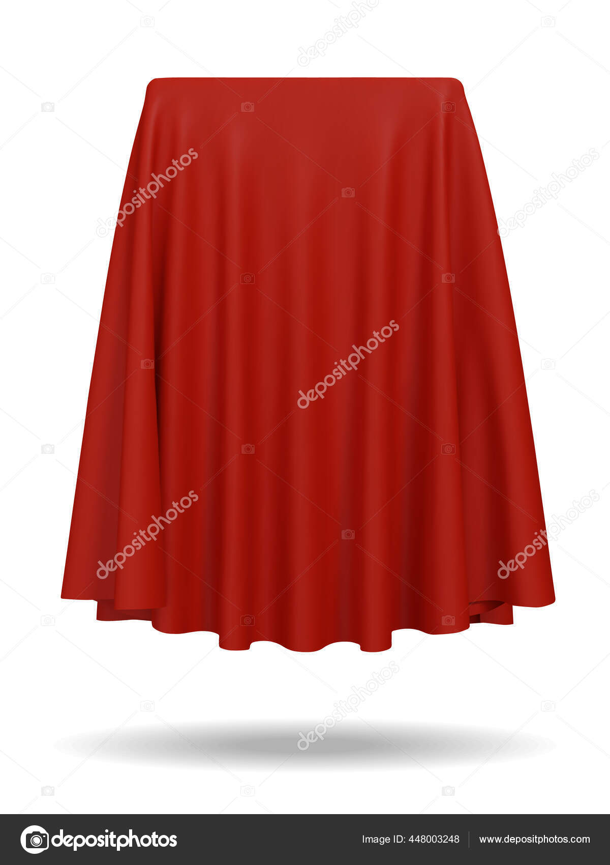 Red Fabric Covering Cube Rectangular Shape Isolated White Background ...