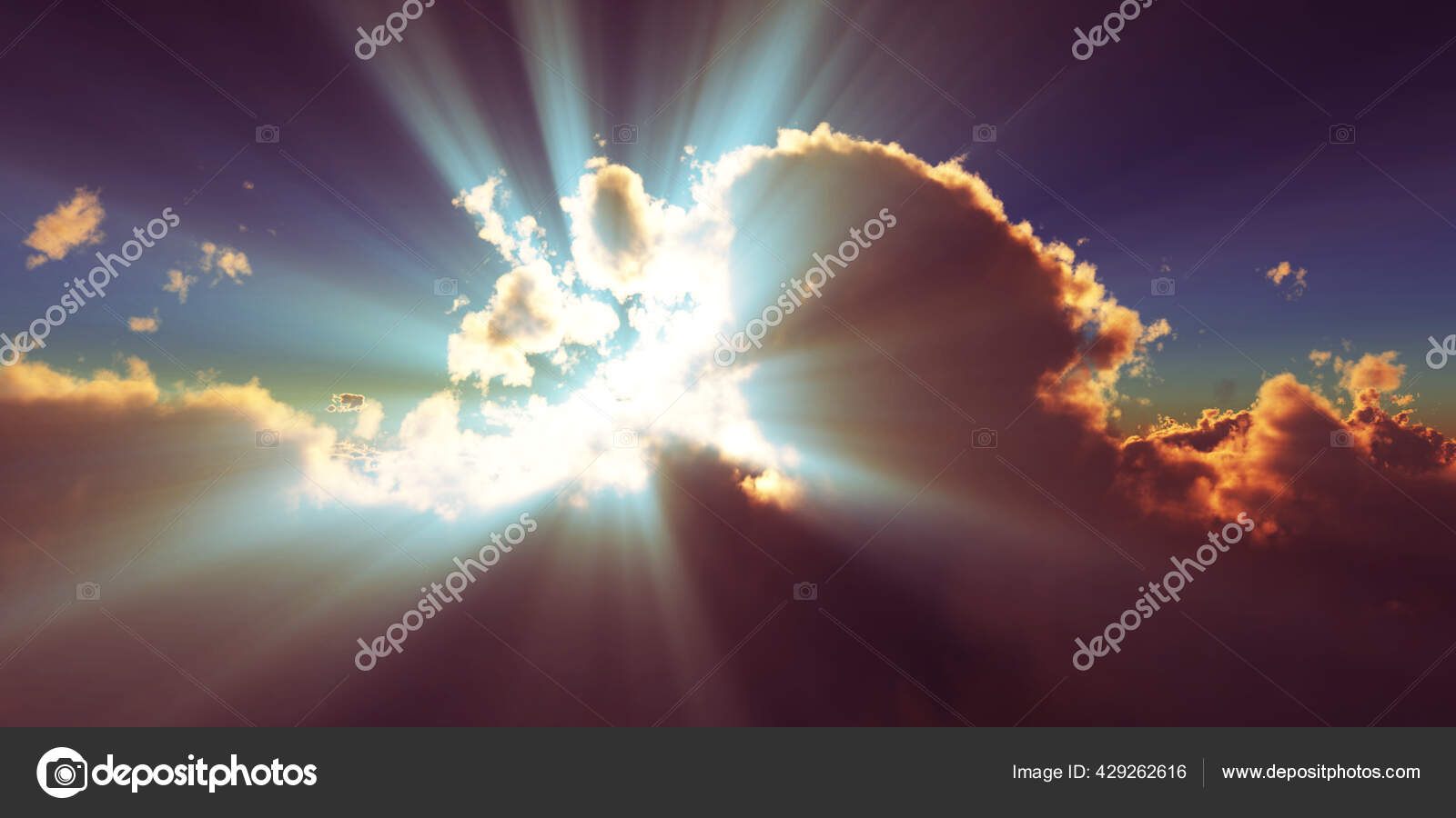 Clouds Sun Ray Sunset Render Illustration — Stock Photo © alexnako ...