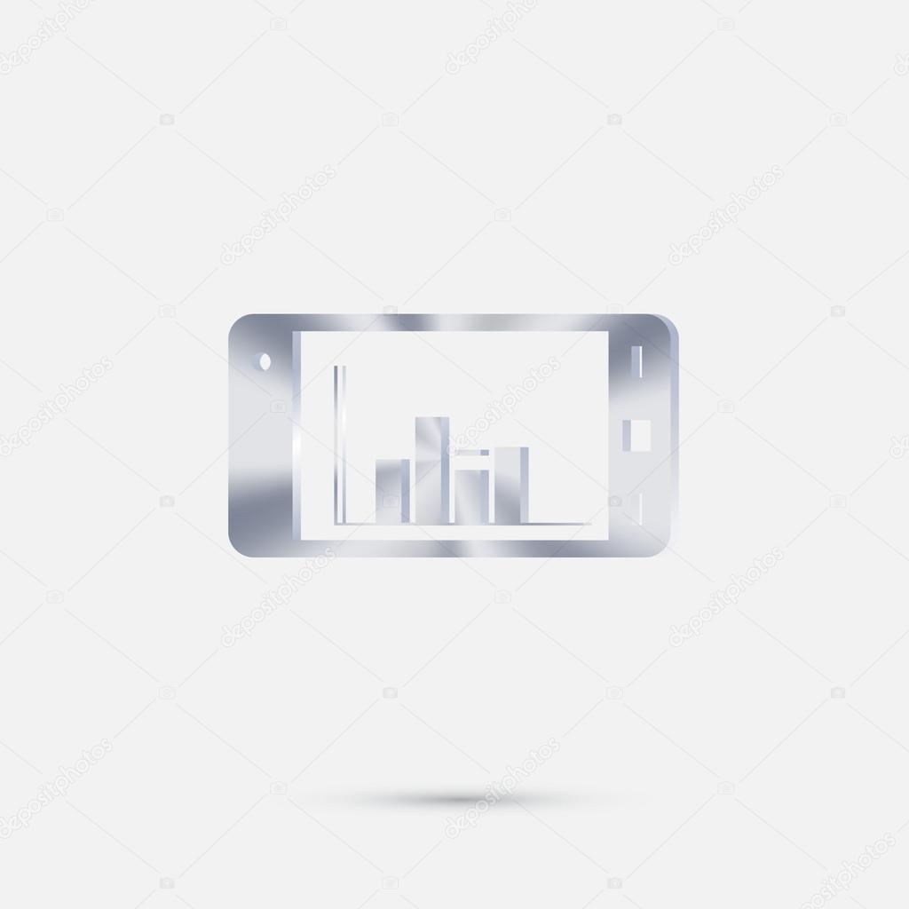 Smartphone with diagram silver icon Stock Vector Image by ©Little ...