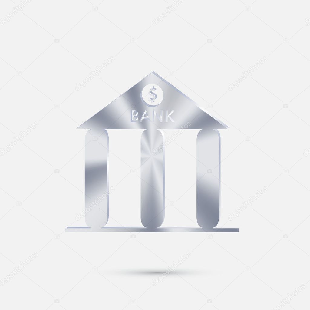 Bank building silver icon Stock Vector by ©Little_cuckoo 55716093