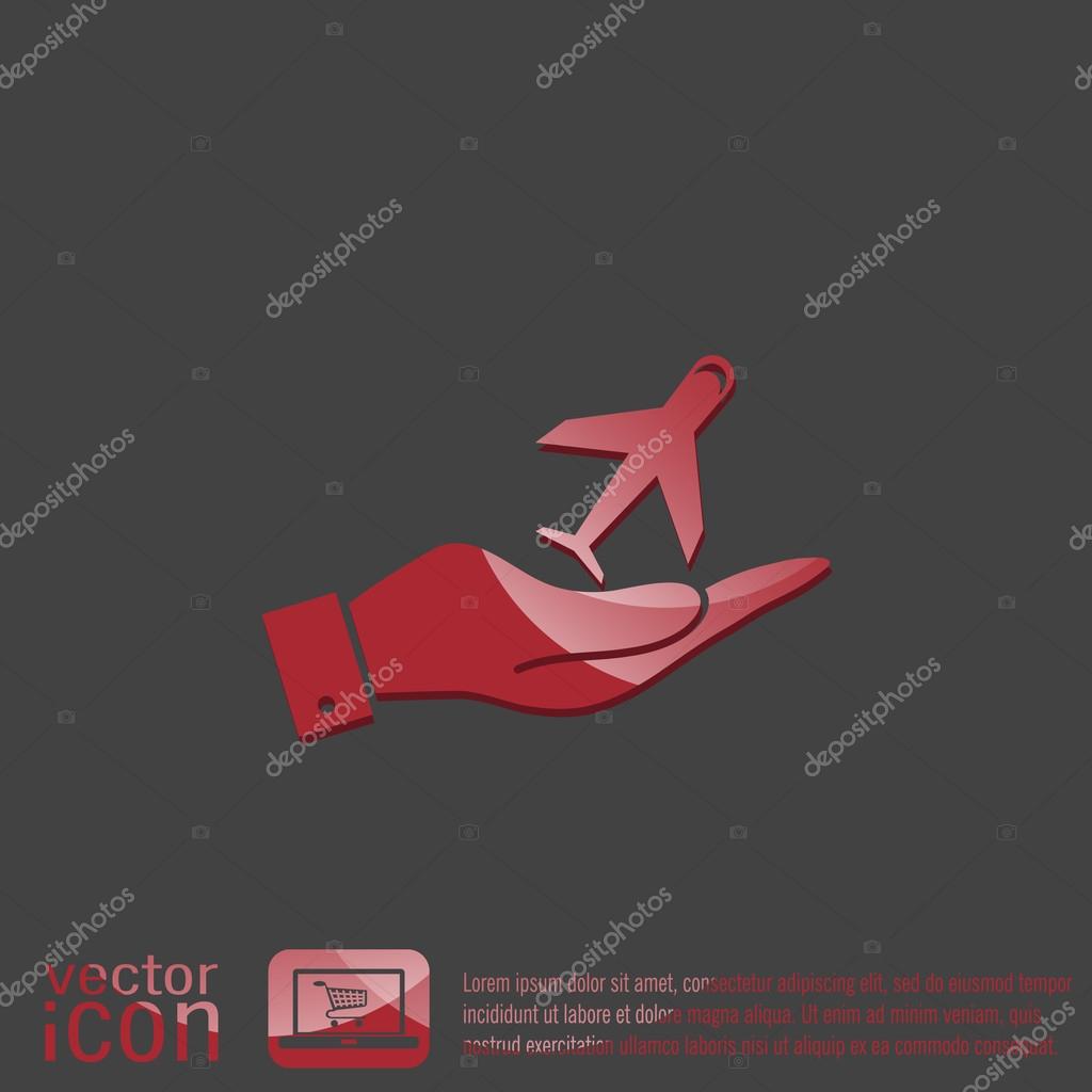 Hand holding airplane symbol . Stock Vector by ©Little_cuckoo 81471944
