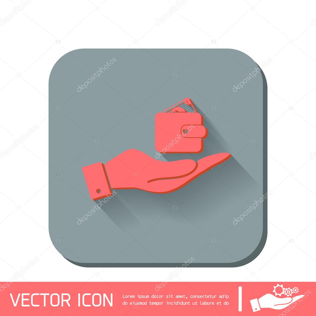 Hand holding purse sign. Stock Vector by ©Little_cuckoo 82394048