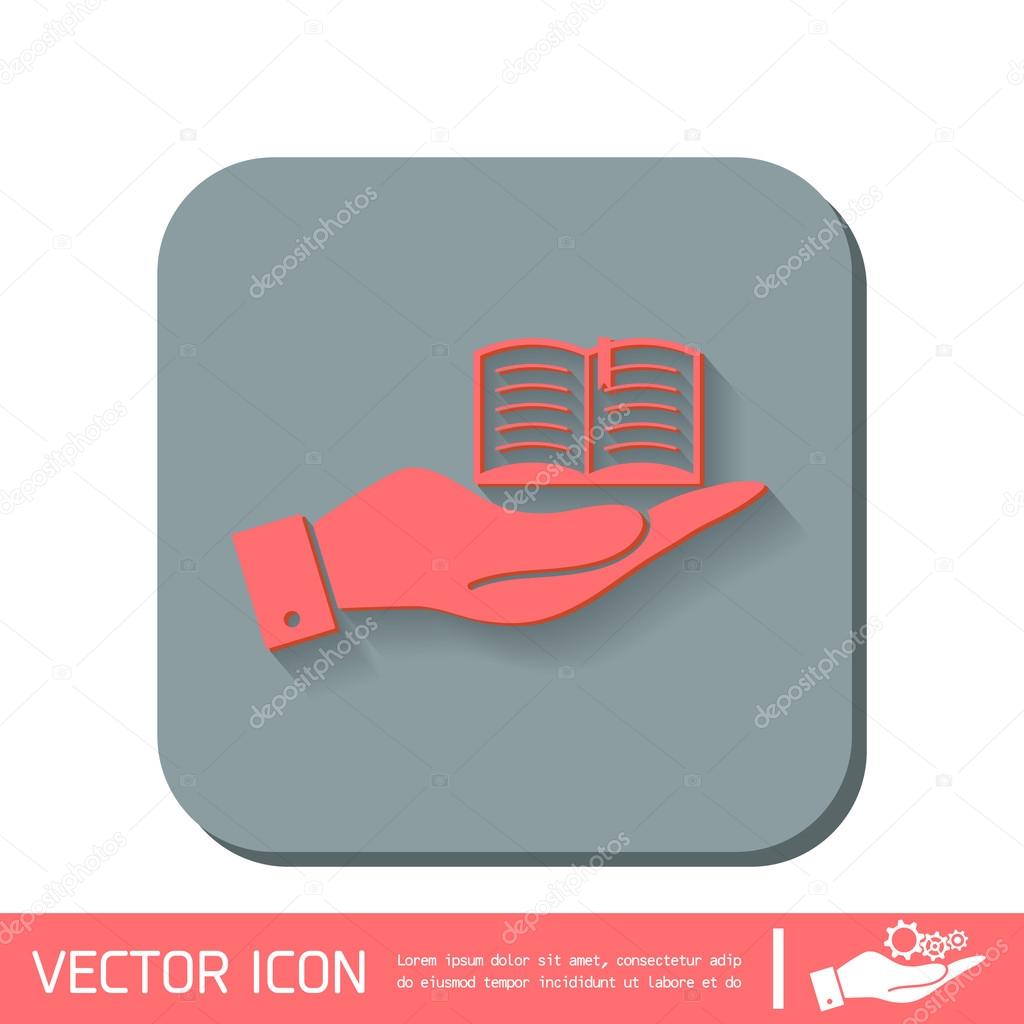 Hand holding open book sign Stock Vector by ©Little_cuckoo 82396384