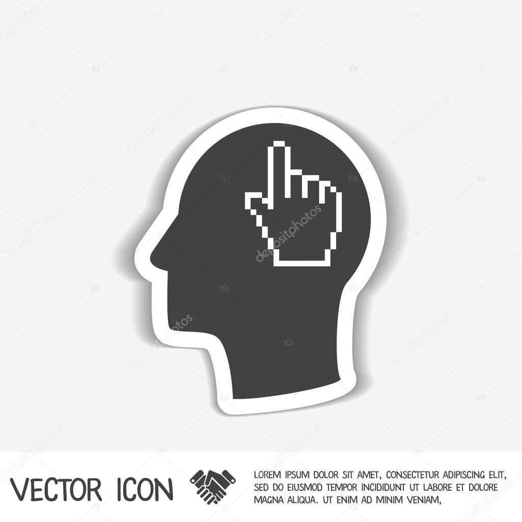 Icon head with mouse cursor Stock Vector by ©Little_cuckoo 87050352