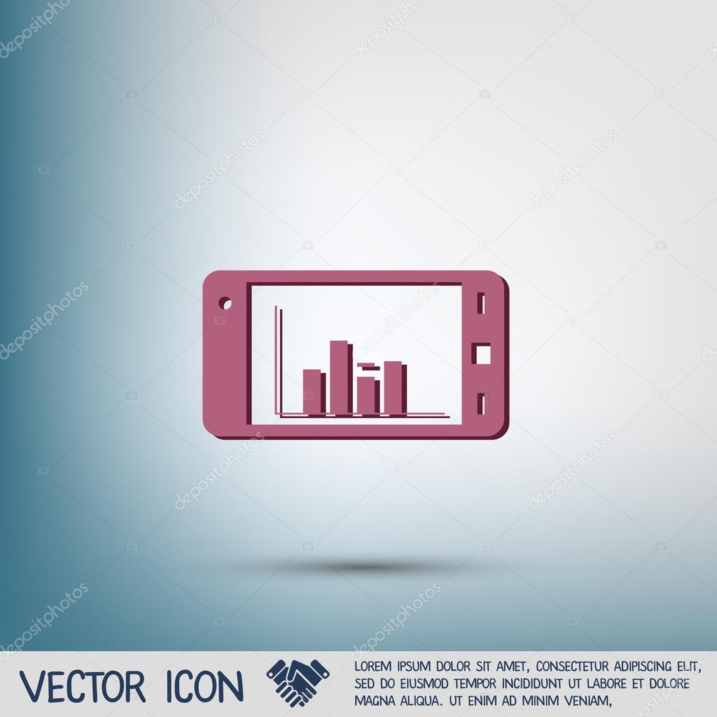 Smartphone with diagram icon Stock Vector by ©Little_cuckoo #91974378