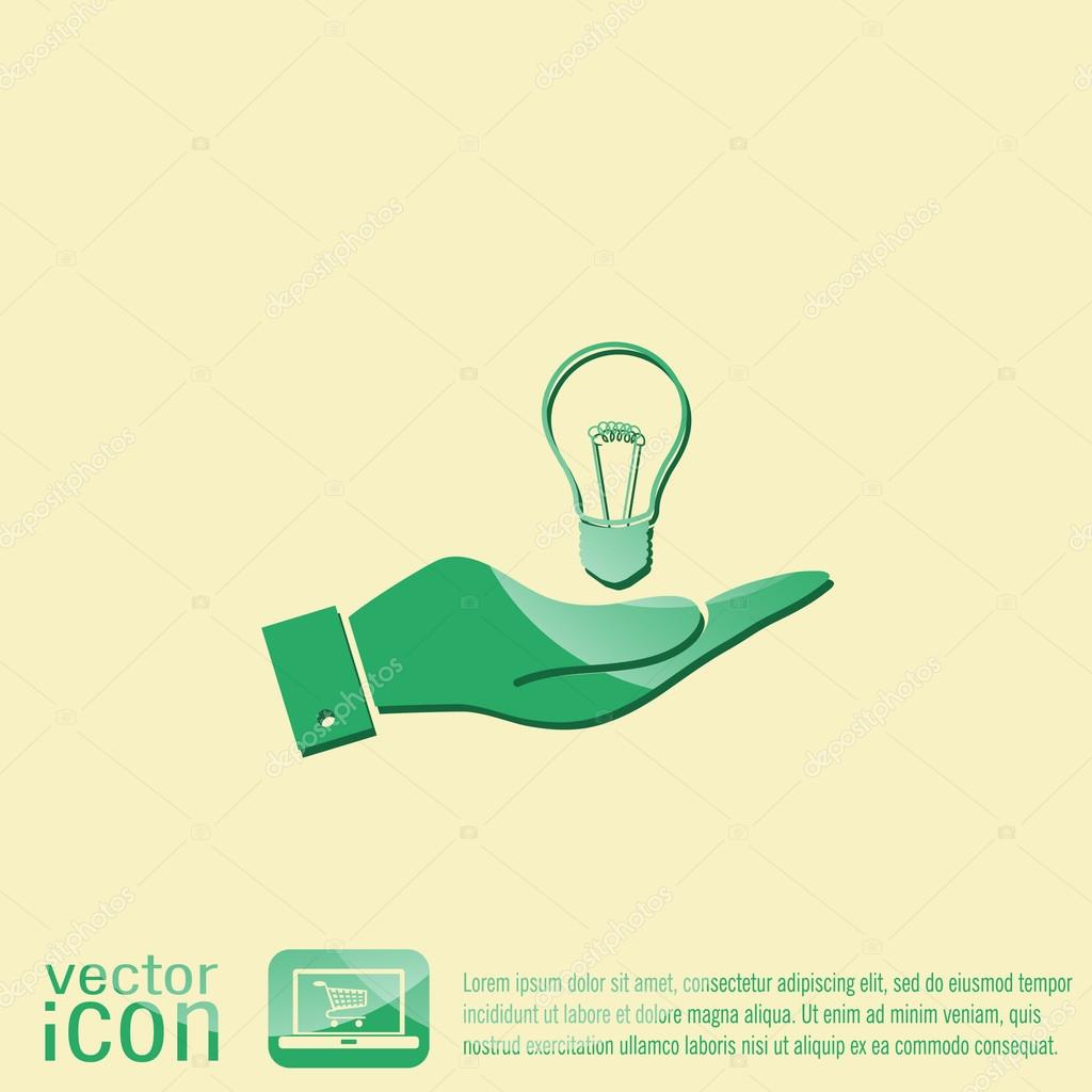Hand holding lightbulb icon Stock Vector by ©Little_cuckoo 91979642