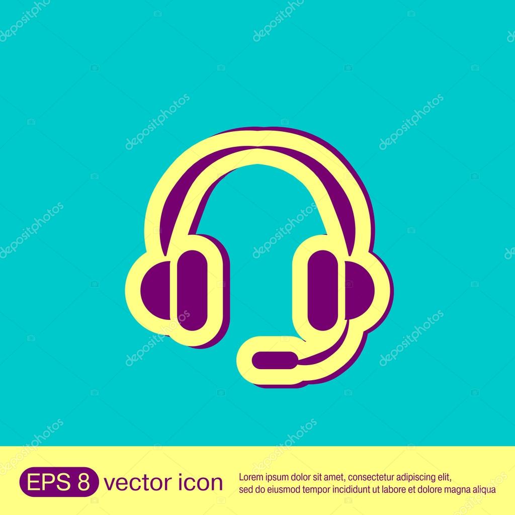 Customer support, headphone icon Stock Vector by ©Little_cuckoo 92935960