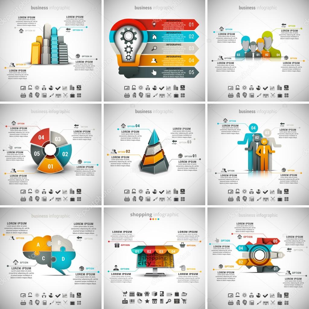 9 in 1 Infographics Bundle Stock Vector Image by ©grki #120455384
