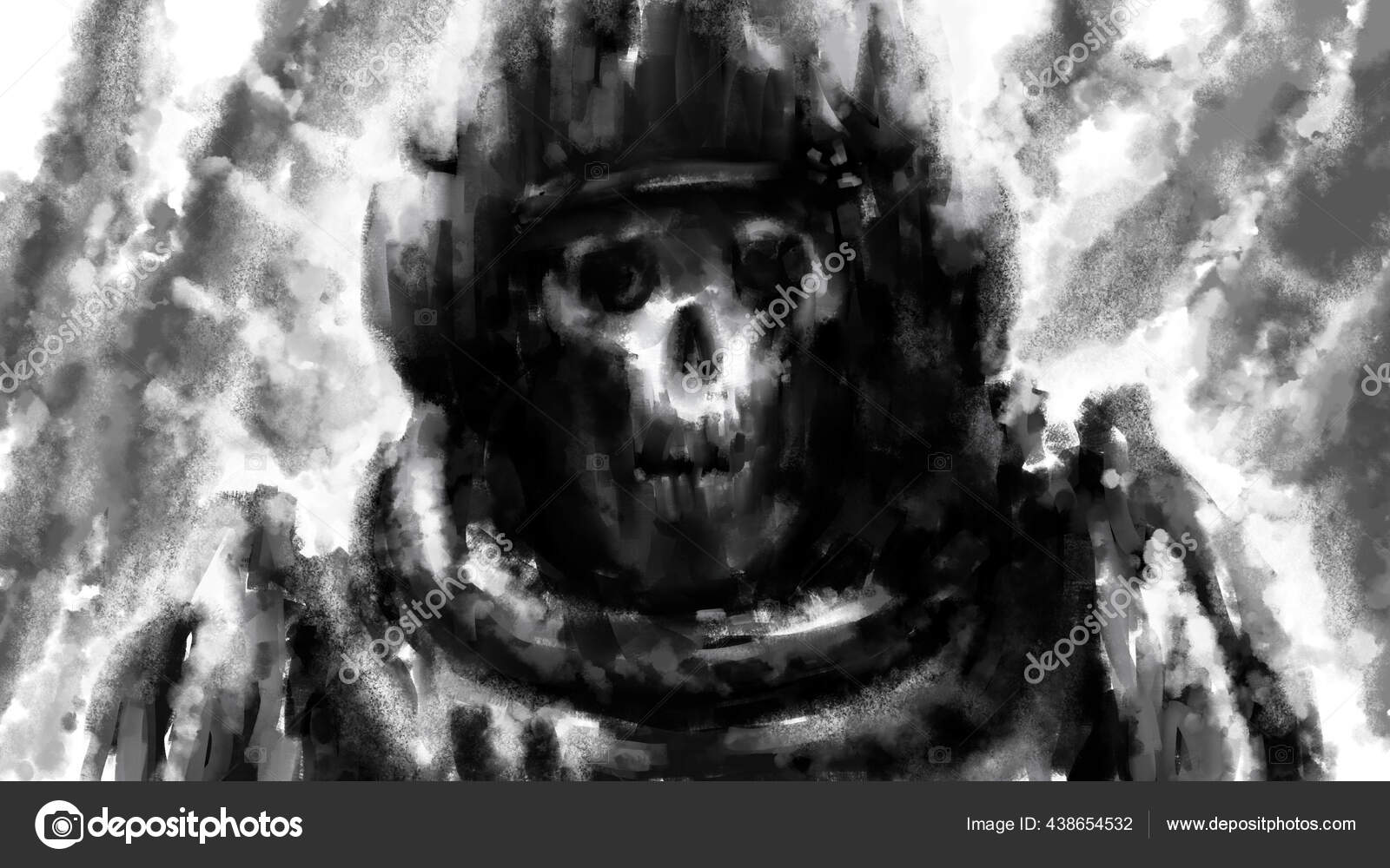 Remains Cosmonaut Broken Spacesuit Disaster Black White Illustration ...