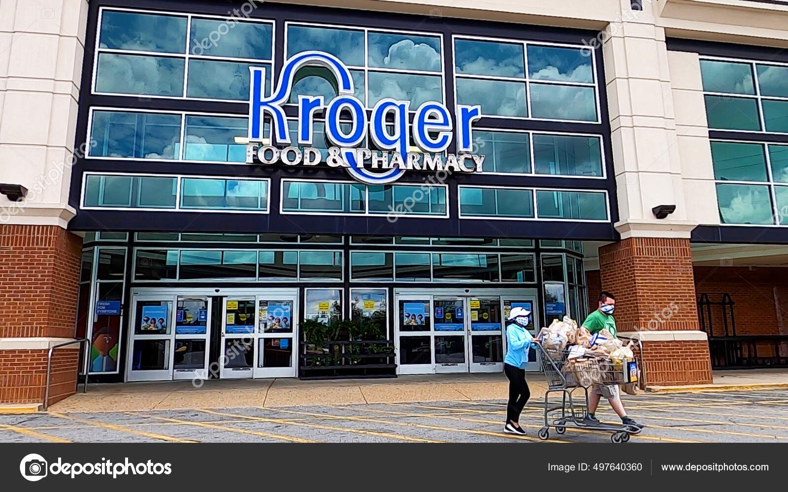 Gwinnett County Usa Kroger Retail Grocery Store Building Sign People ...