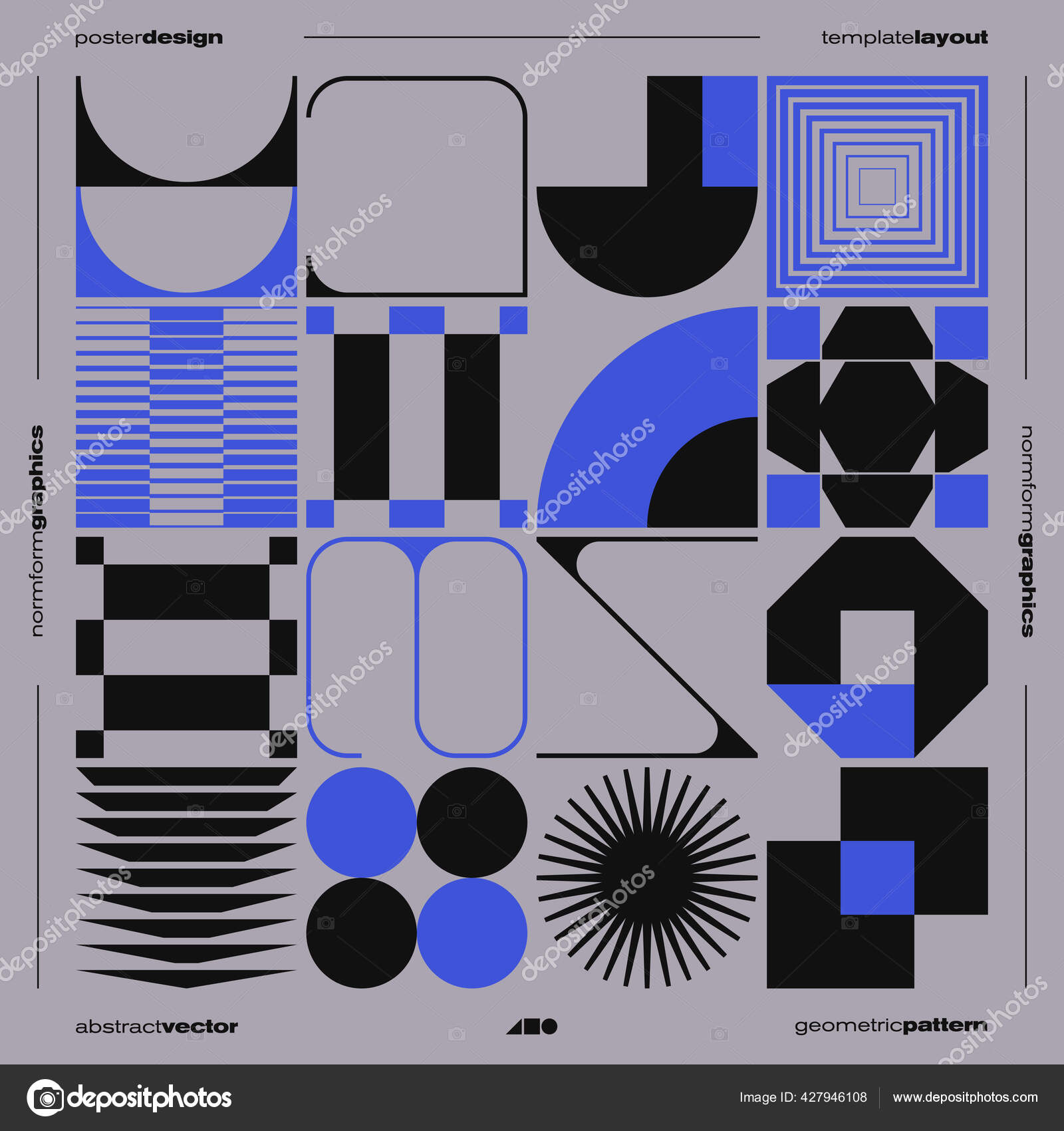 Neomodern Aesthetics Brutalism Design Vector Poster Cover Layout Made ...