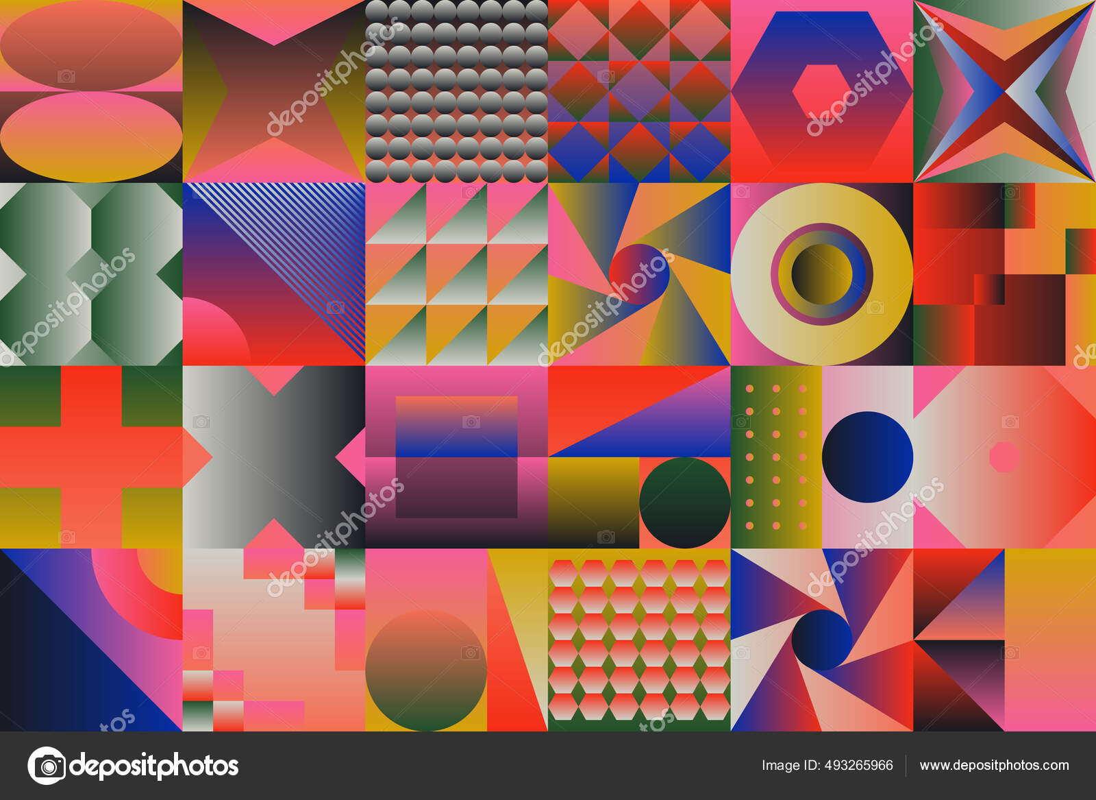 Abstract Geometric Vector Pattern Made Simple Shapes Bright Vivid Colors Stock Vector by ...