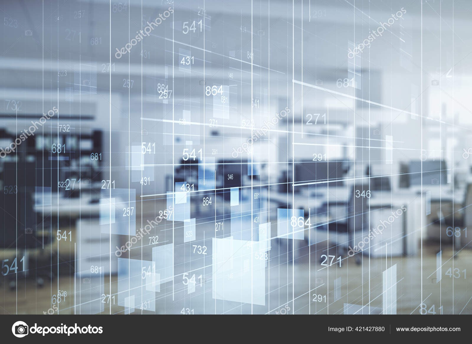 Multi exposure of creative statistics data hologram on modern corporate ...